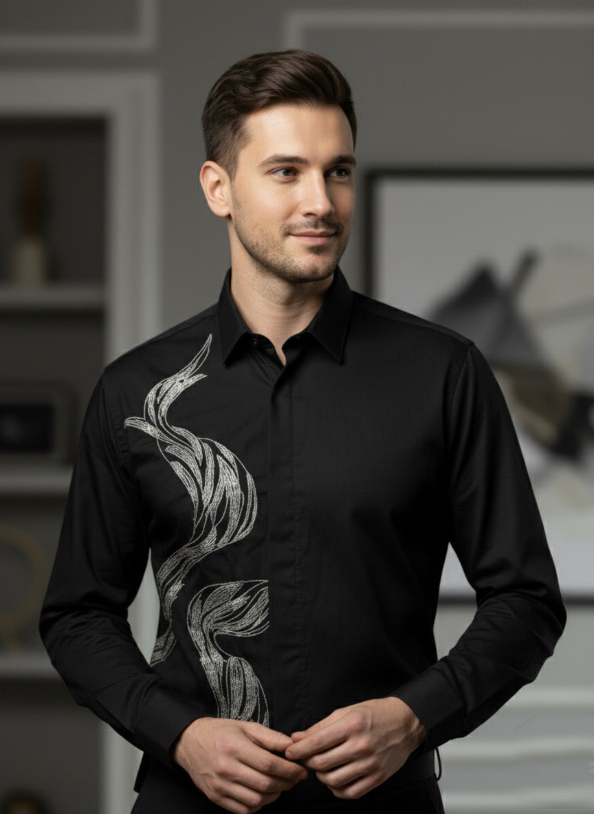Silver Prismatic Black Shirt – SAVI K